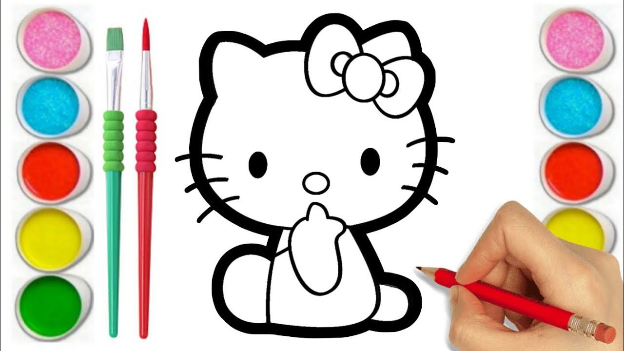 Cute Hello Kitty Coloring Pages for Kids | How To Draw Hello Kitty ...