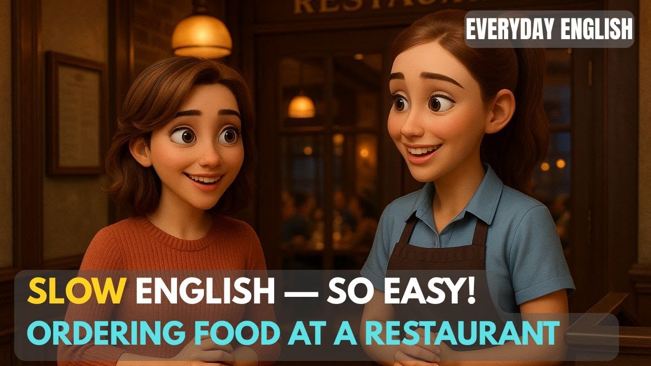 Slow English Conversation | Ordering Food at a Restaurant | English ...