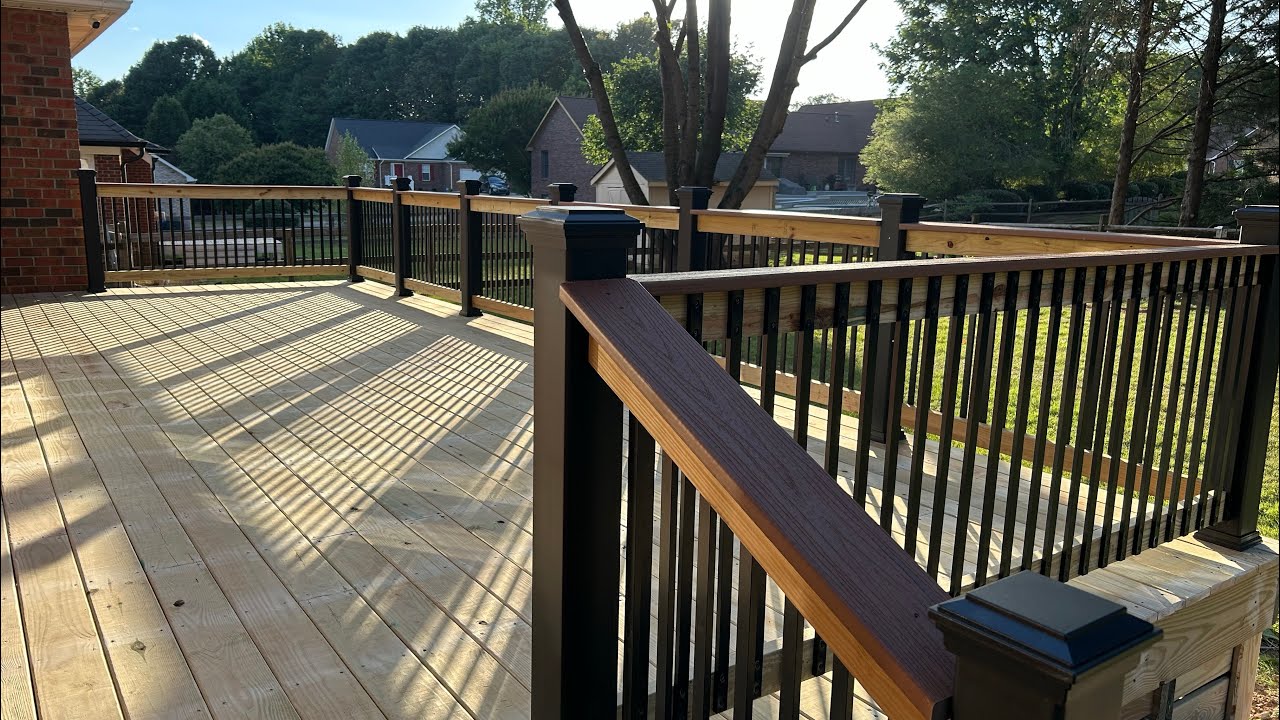 Pressure Treated Deck with Custom Handrail in Mooresville Nc | Willard Construction Group - YouTube