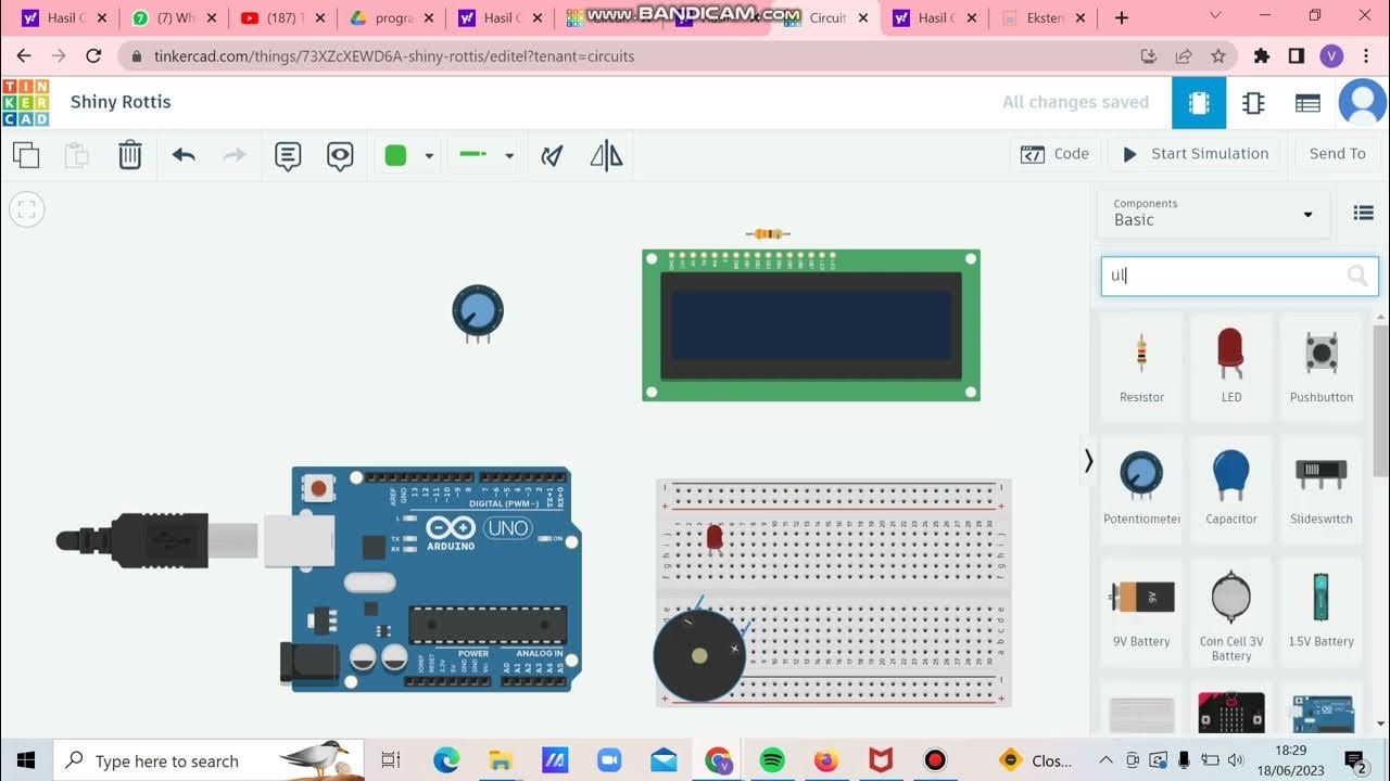 Membuat rangkaian komponen arduino sensor mobil menggunakan tinkercad - YouTube