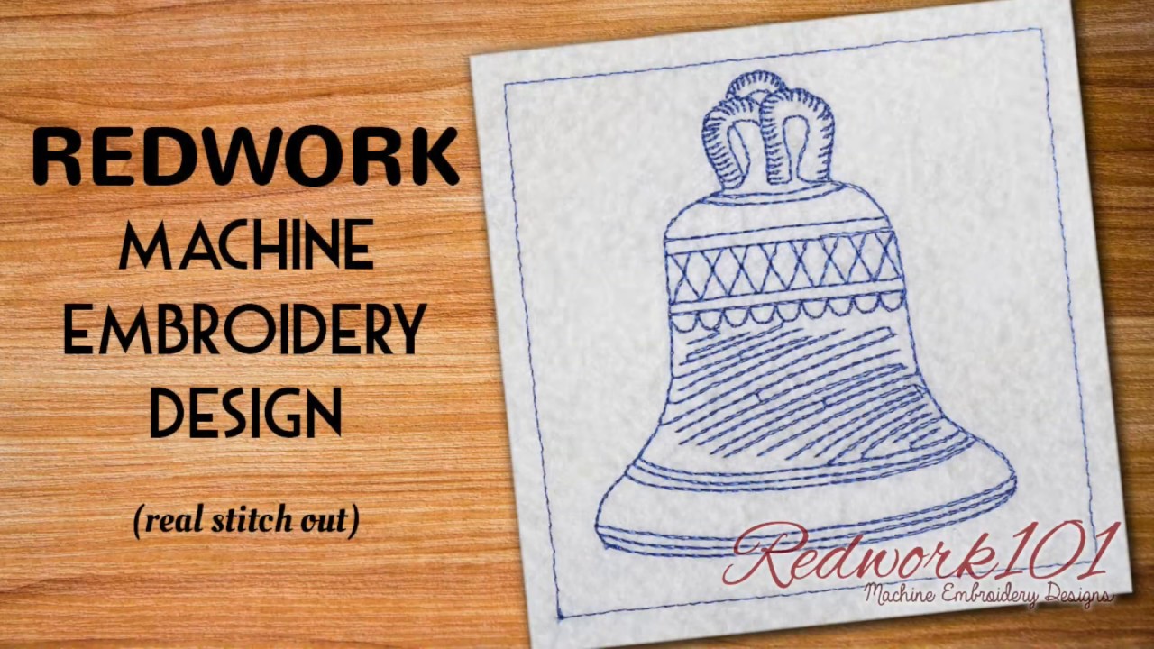 Bell | Redwork Embroidery Designs - YouTube