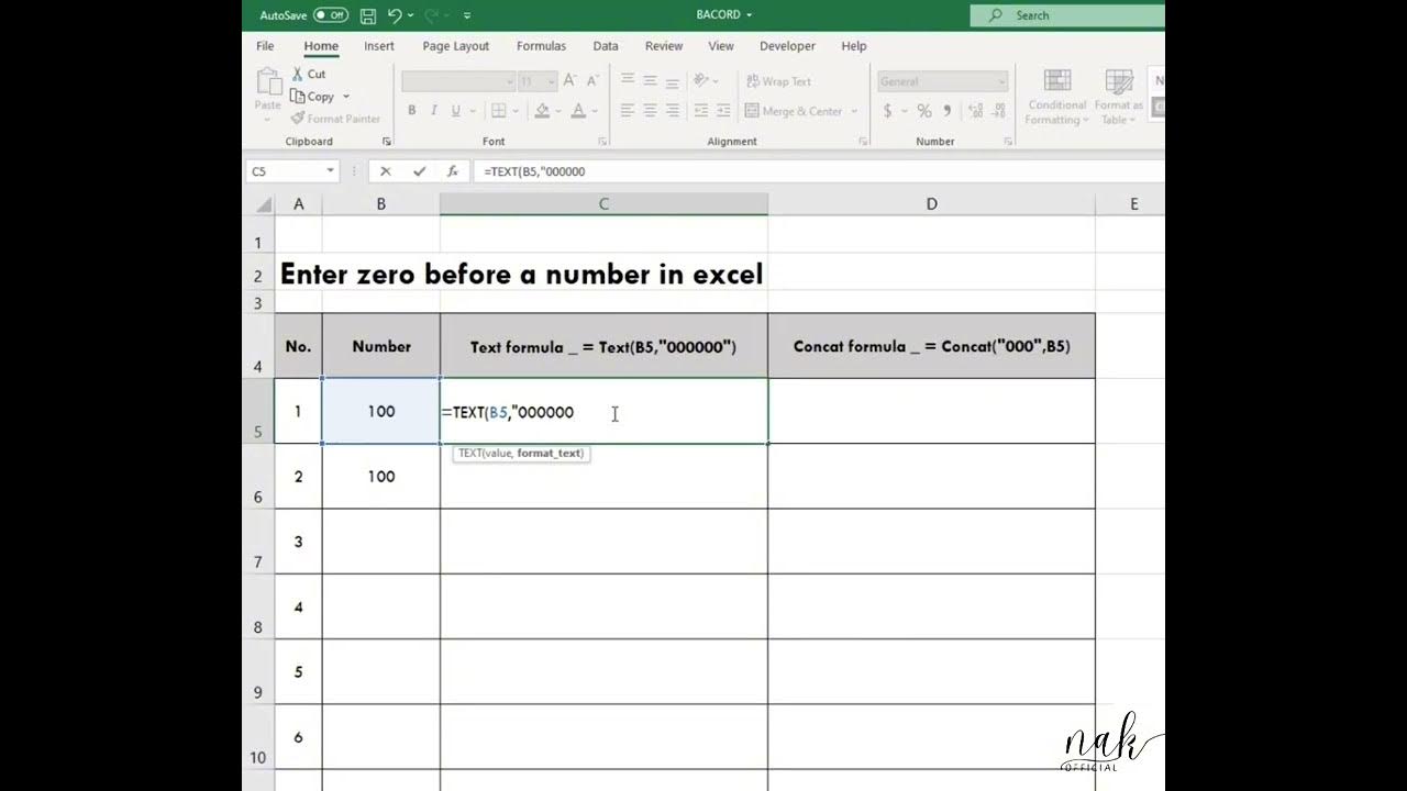 How to add number 0 in excel - YouTube
