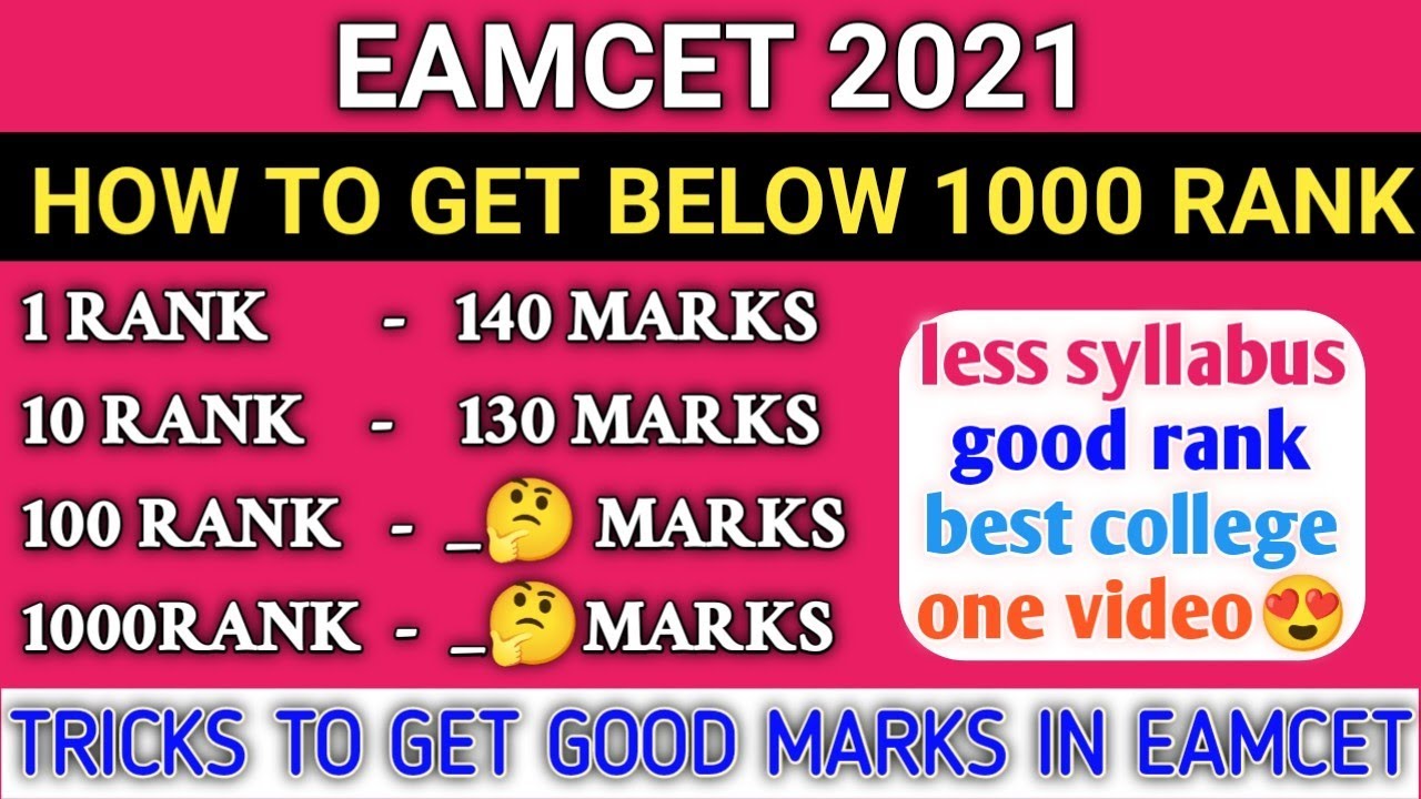 EAMCET 2022 MARKS VS RANK | EAMCET 2022 PREPARATION | TS EAMCET 2022 ...