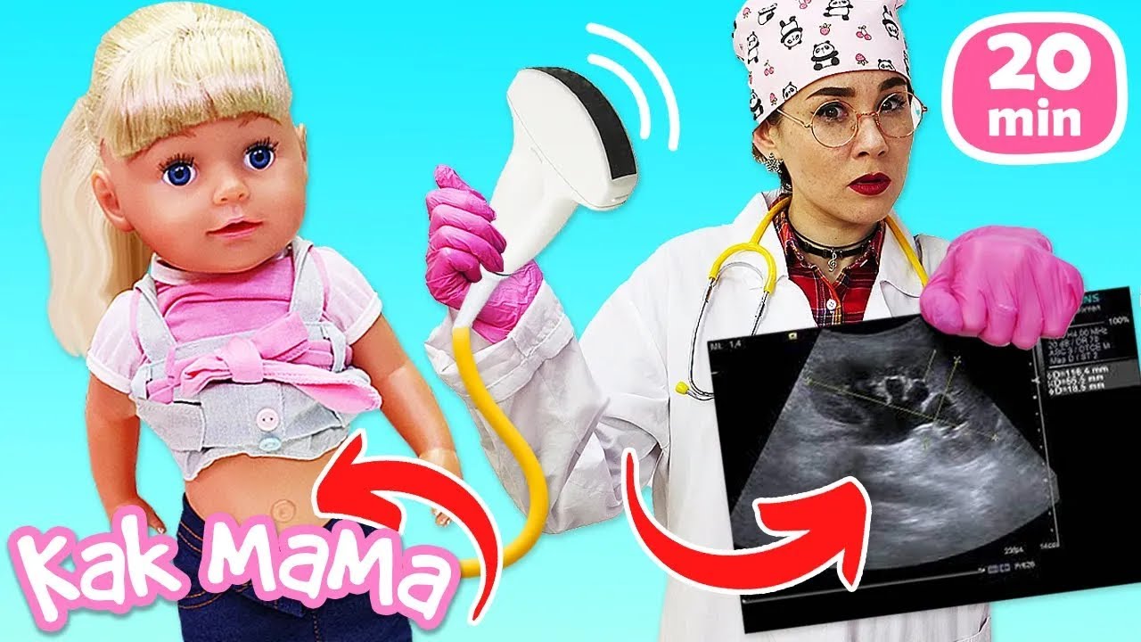 Беби Бон Эмили делает узи У нее болит живот Видео для девочек Как