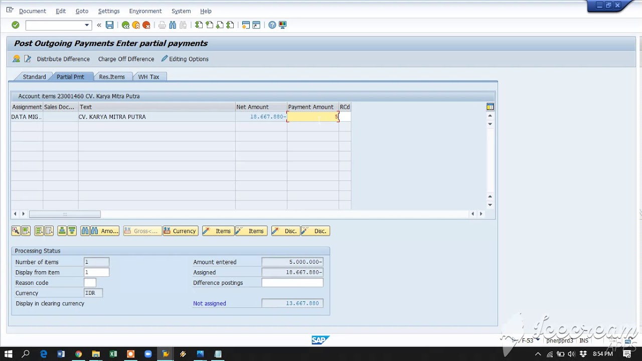SAP FICO OUTGOING PAYMENT F-53 PTPN9 (SURAKARTA) - YouTube