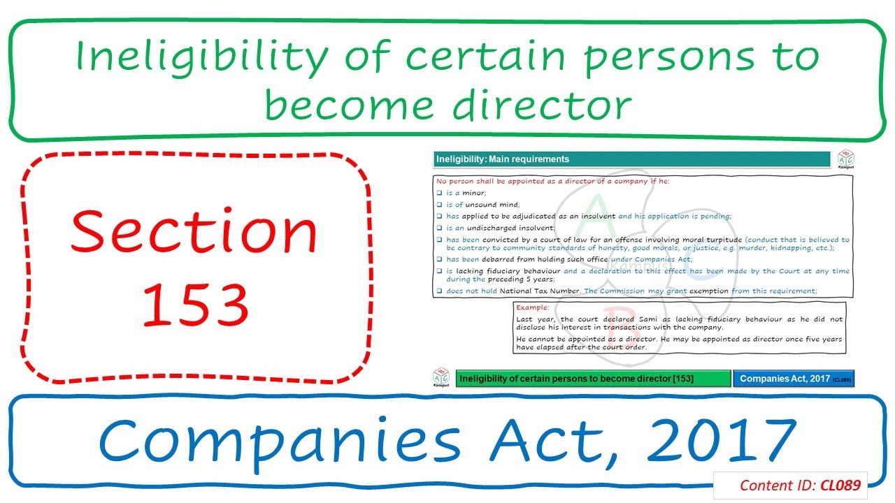 Section 153 Ineligibility of certain persons to become director ...