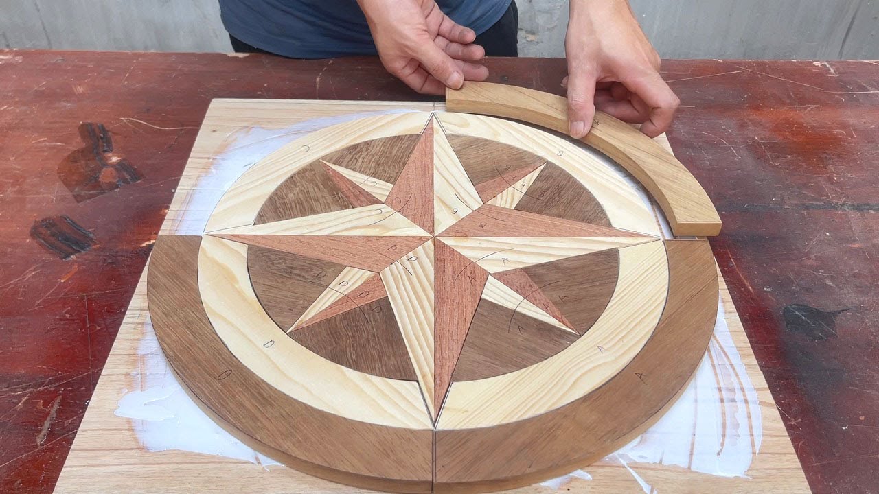 Amazing Scrap Wood Recycling Project // DIY Beautiful 3D Wall Compass ...