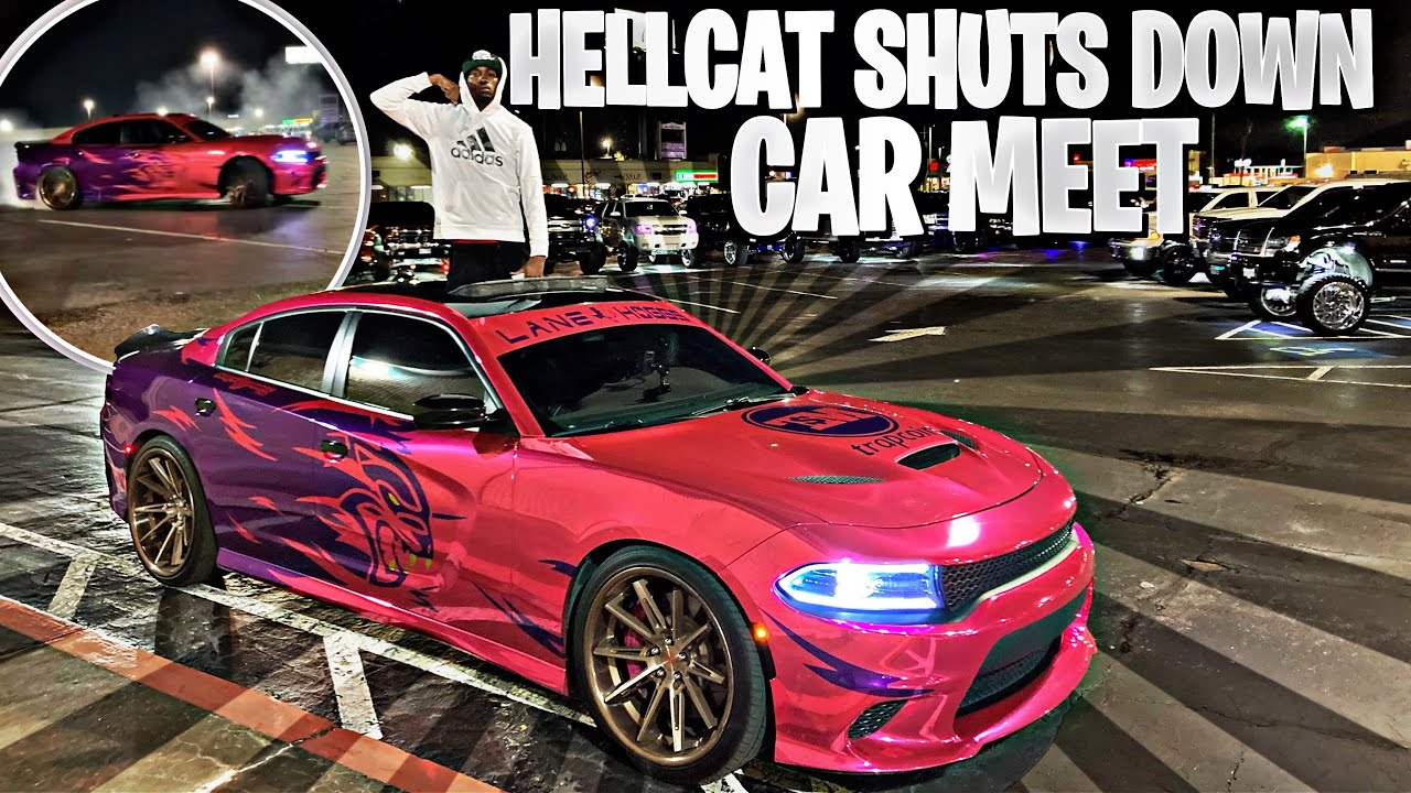 HELLCAT SHUTS DOWN CAR MEET - YouTube