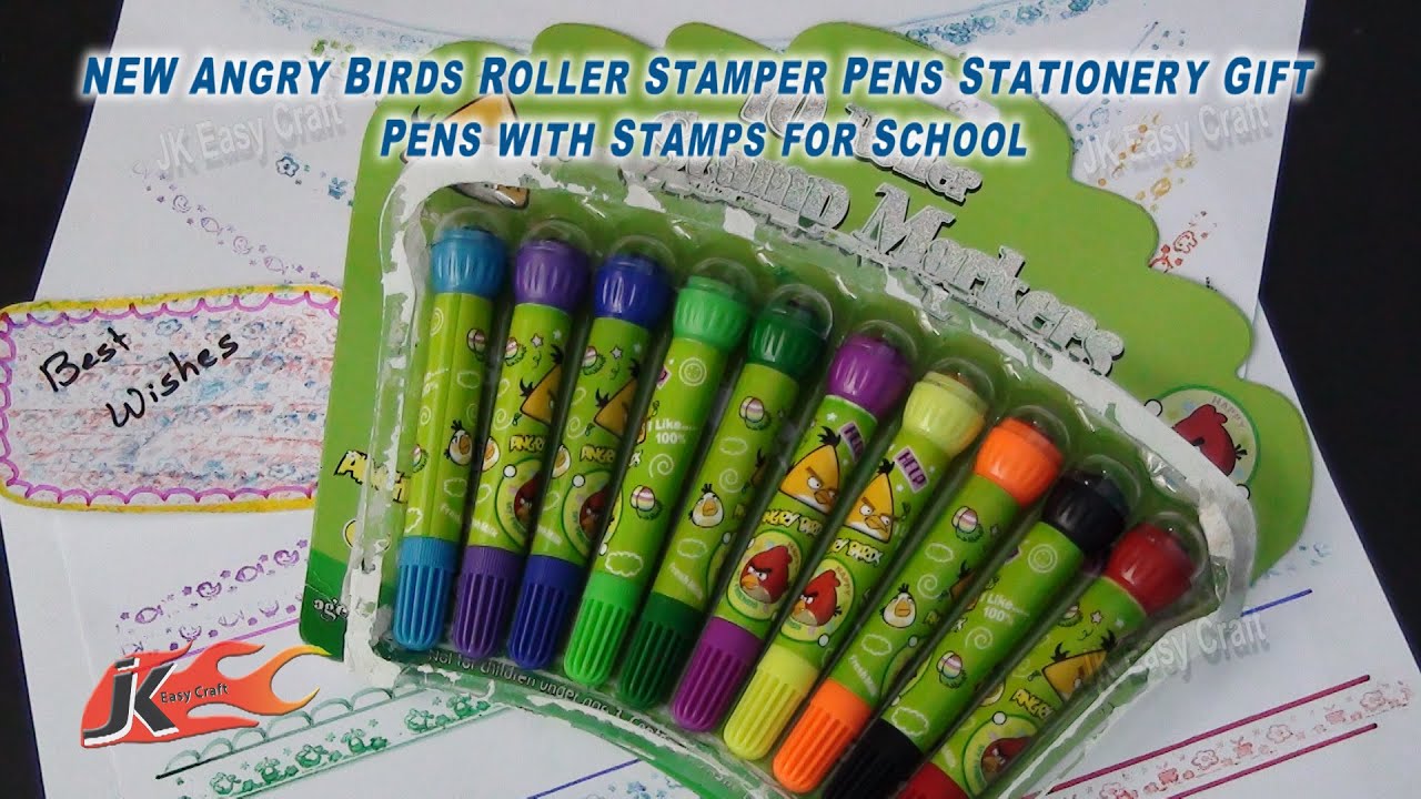Angry Birds Roller Stamper Pens | Unboxing Pens with Stamps for School ...