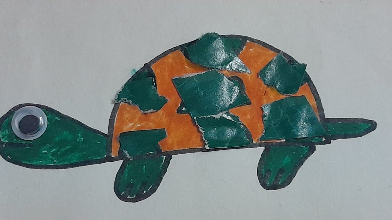 easy crafts for kids on tortoise drawing। tortoise craft ideas । tear ...