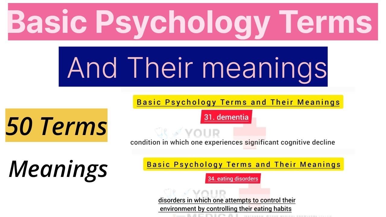 basic psychology terms and their meanings ll 50 terms ll mental health ...