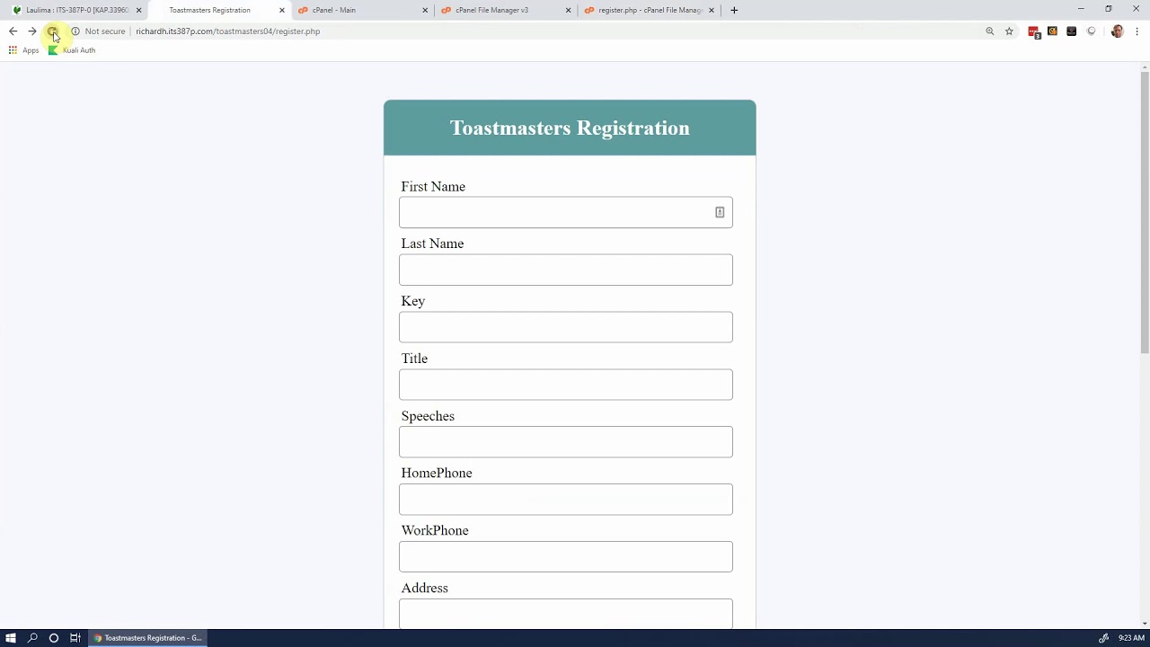 Its387p Dba Javascript Registration Form Validation Youtube