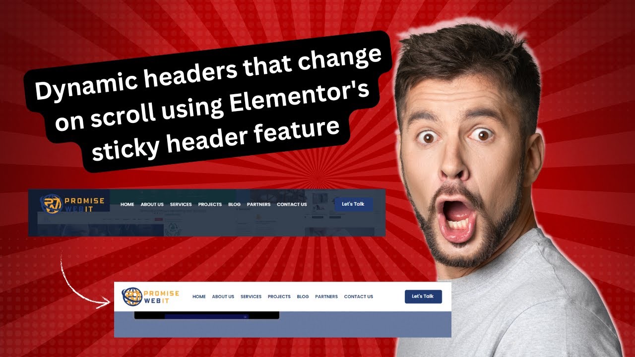 dynamic headers that change on scroll using Elementor’s sticky header feature - YouTube