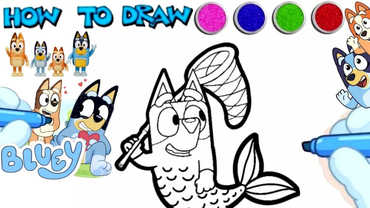 Easy Bluey Drawing Tutorial for Kids 😱 Learn to Draw Bluey and Bingo 💙🧡 ...