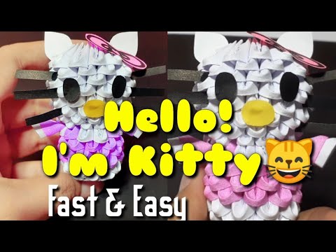 HELLO KITTY | 3D Origami DIY | Tutorial | Fast & Easy - YouTube