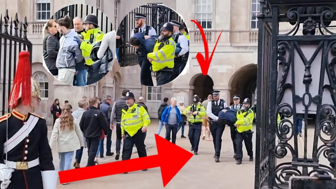 The King's Guard Makes Way As Two Men Got Arrested By Police at Horse ...