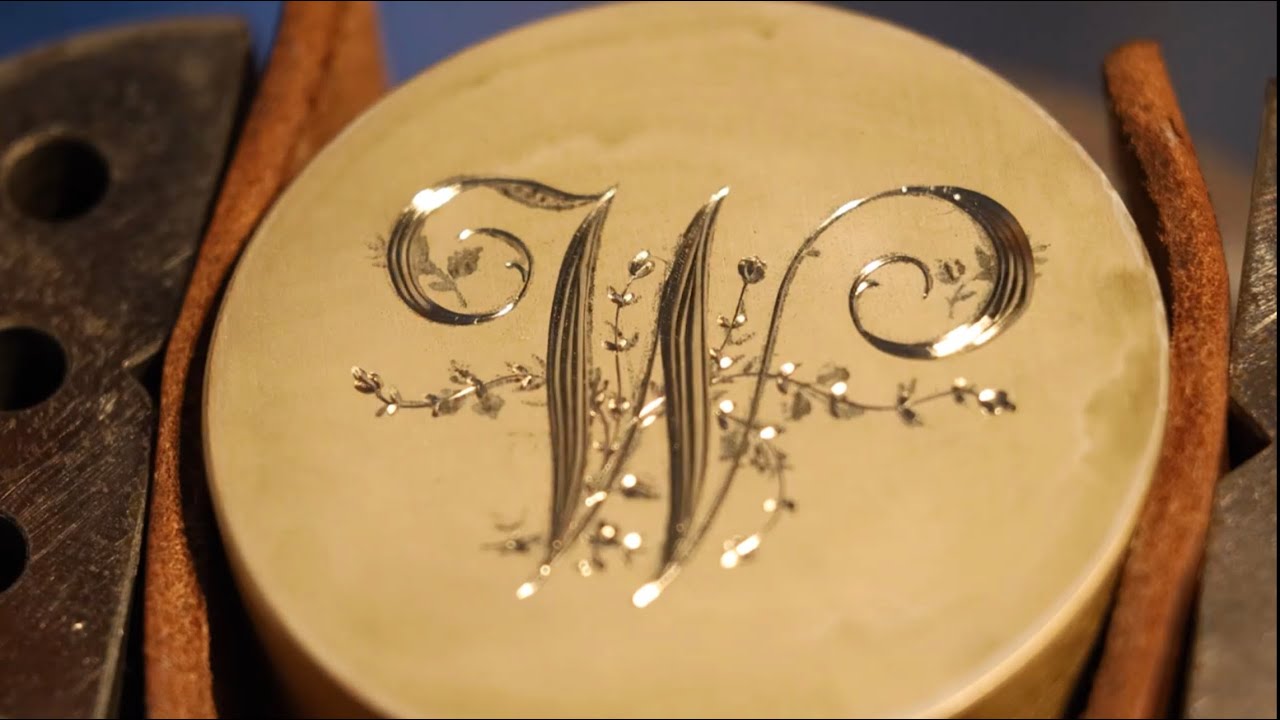 Hand Engraving Jewelry Case Ribbon Script W - YouTube