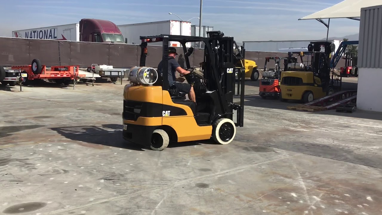 STOCK # 24706 CATERPILLAR C5000 5000LB CUSHION TIRE FORKLIFT - YouTube