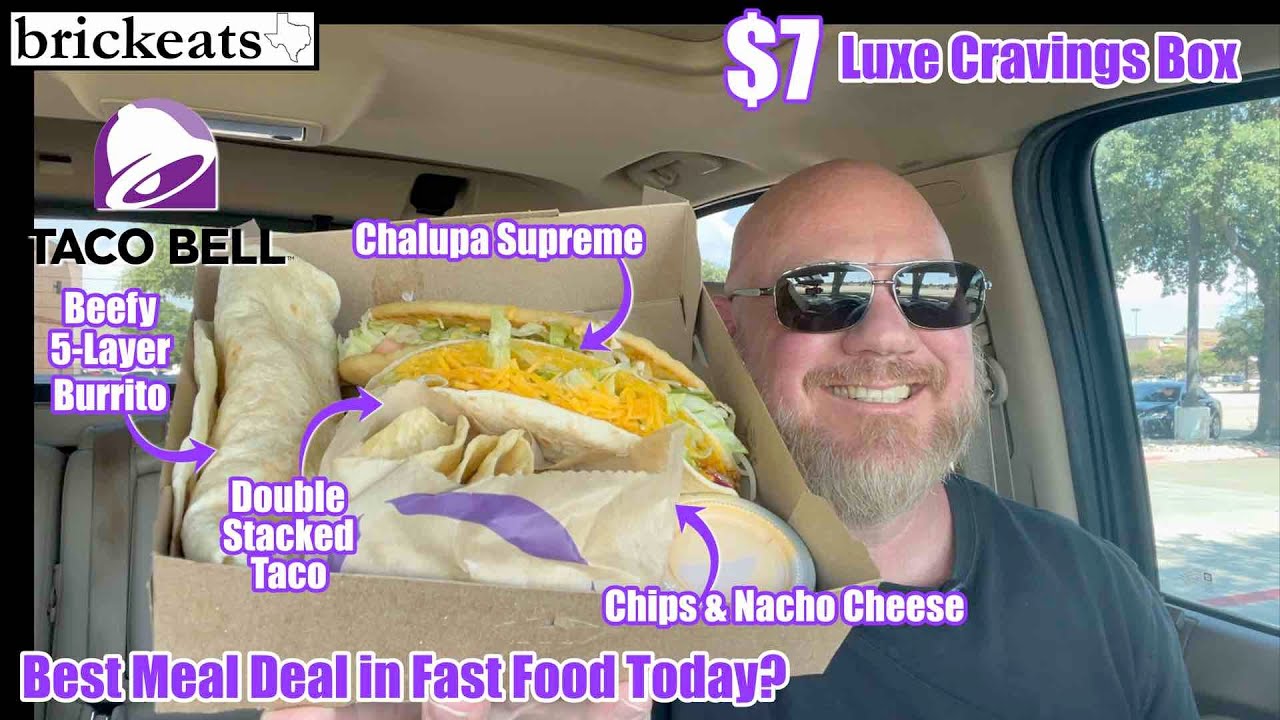 Taco Bell $7 Luxe Cravings Box REVIEW- Chalupa, Dbl Stacker Taco, 5 ...