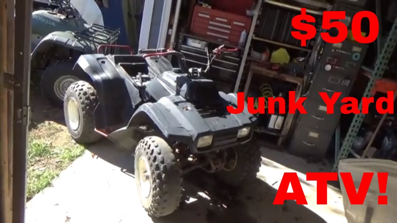 First look at a $50 Scrap Yard Quad, was this ATV a good deal? - YouTube