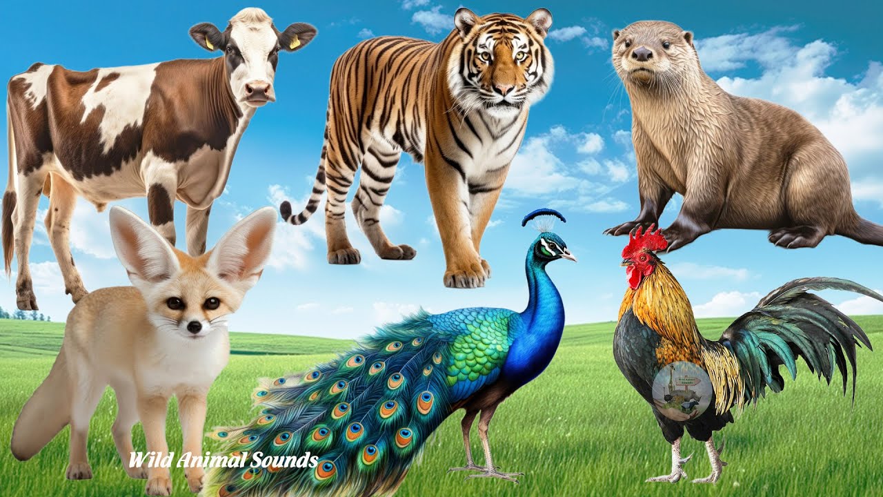 Amazing Familiar Animals Playing Sounds: Peacock, Rooster, Otter ...