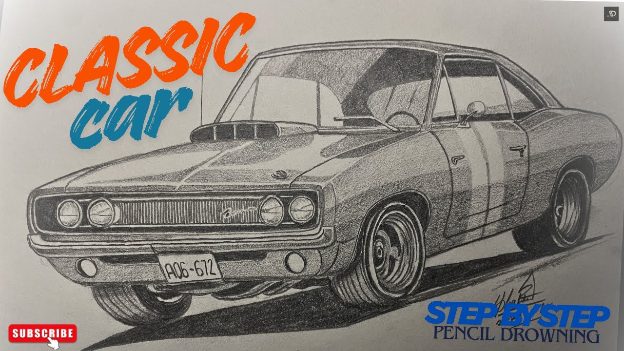 🎨How To Draw a Classic Car Pencil Drawing | Realistic Vintage Car ...