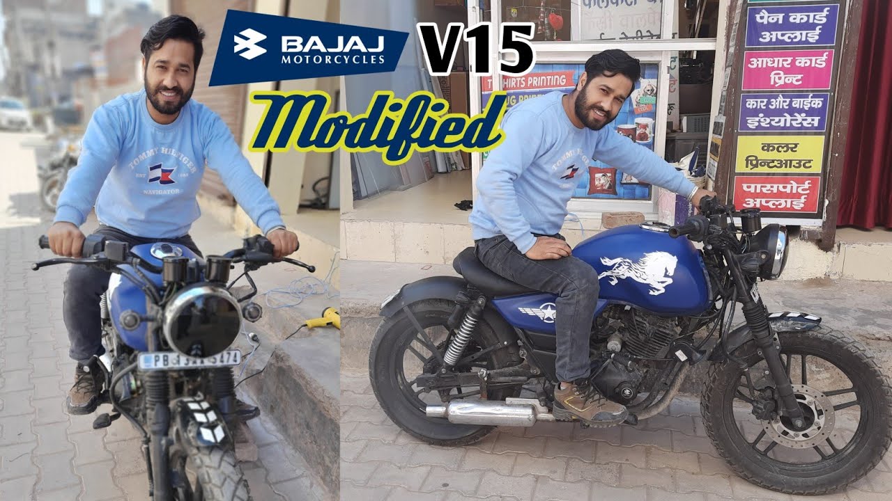 Bajaj v15 fully Modified || Retro Classic Cafe Racer - YouTube