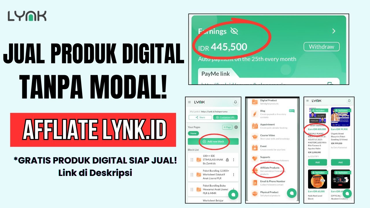 Cara Jualan Produk Digital di Lynk.id Tanpa Modal! | Panduan Affiliate untuk Pemula - YouTube