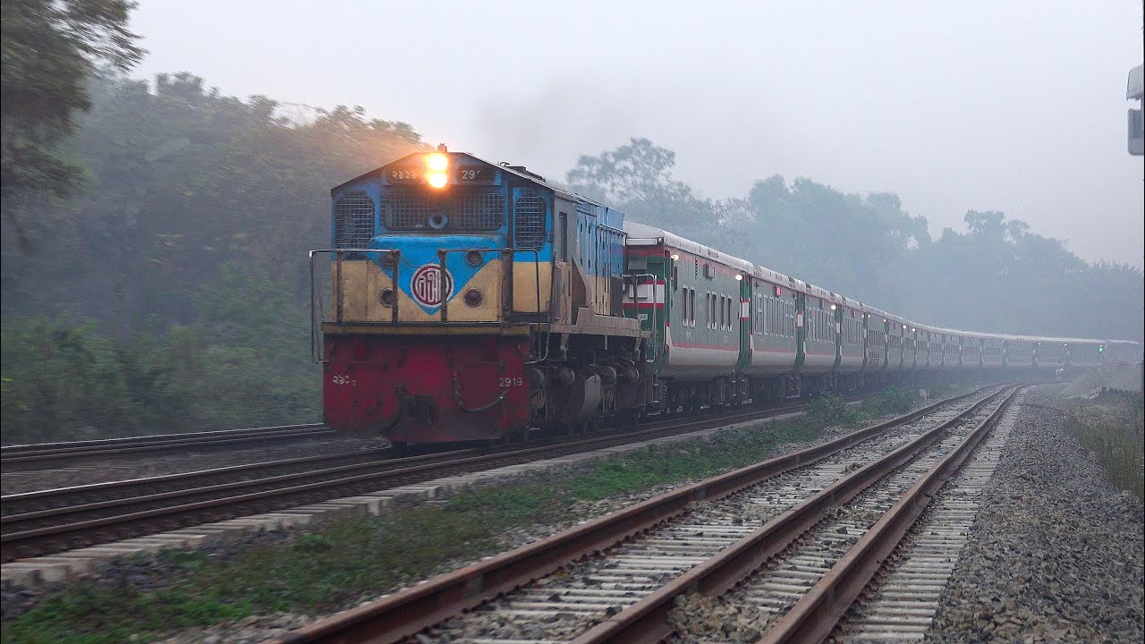 Upaban Express Train coing out from a curve with EMD 2919 GT18LA 2 ...