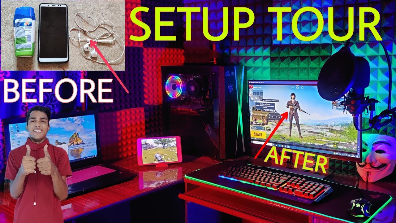 My Gaming Setup Tour 🔥 How I play PUBG, BGMI live stream setup Tour and ...