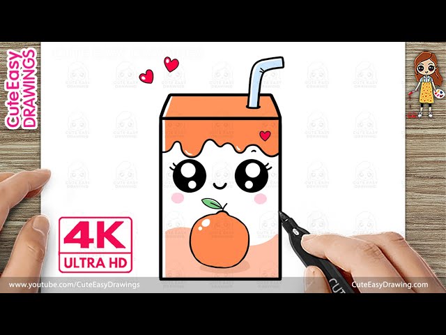 How to Draw a Cute Orange Juice Box | Cute Easy Juice Drawing for Kids ...