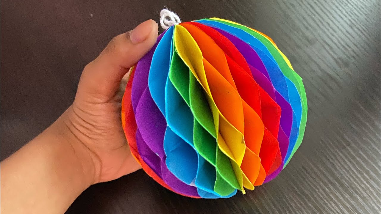 Paper Honeycomb ball | Rainbow Honeycomb | paper hanging - YouTube