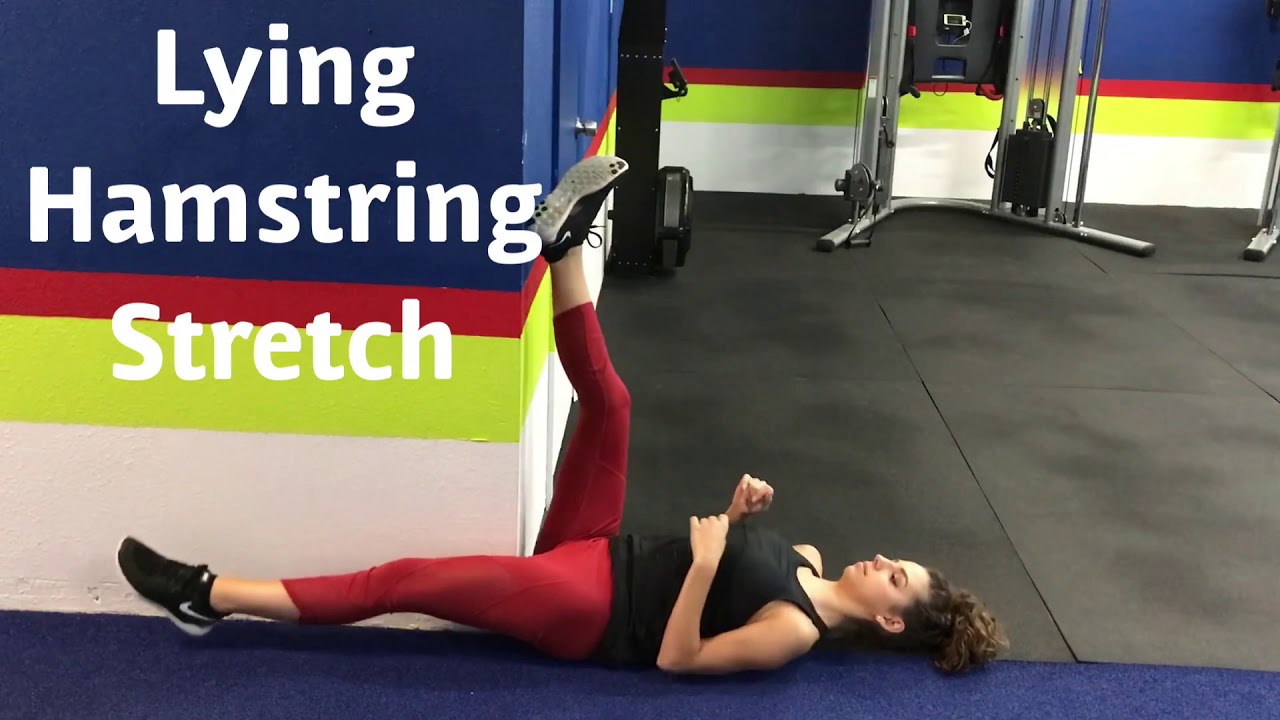 Lying hamstring wall stretch - YouTube