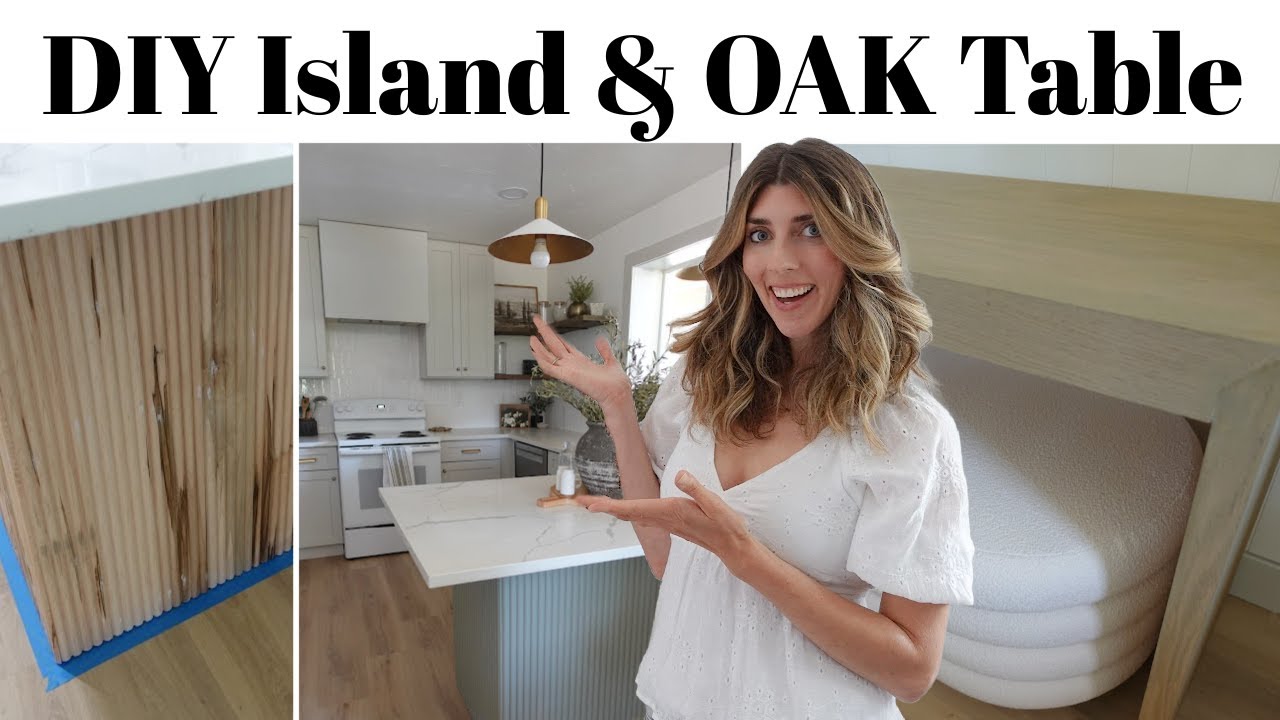 DIY Oak Table Build + Kitchen Island DIY Wood Fluting for Cottage ...