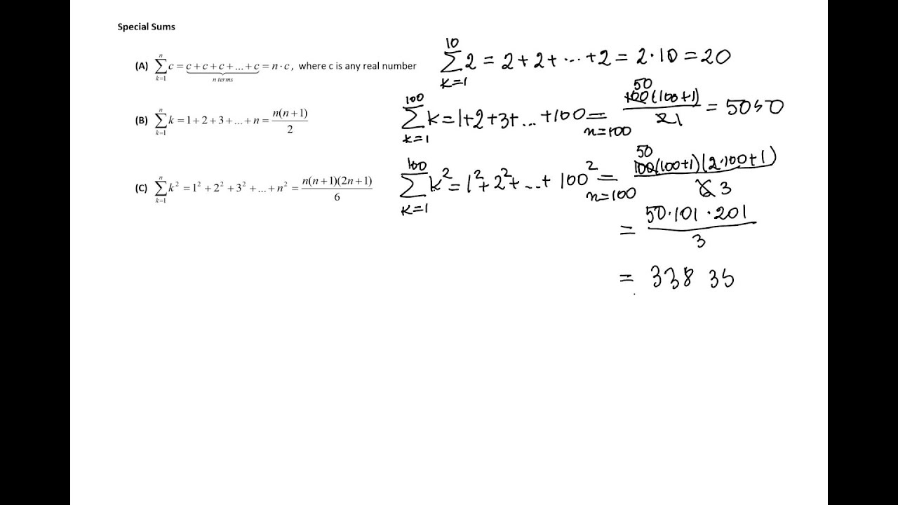 Special sums - YouTube