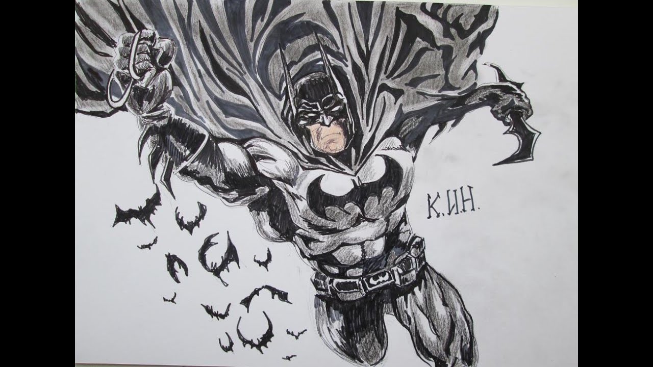 How to draw Batman The Dark Knight! как нарисовать Бэтмена! - YouTube