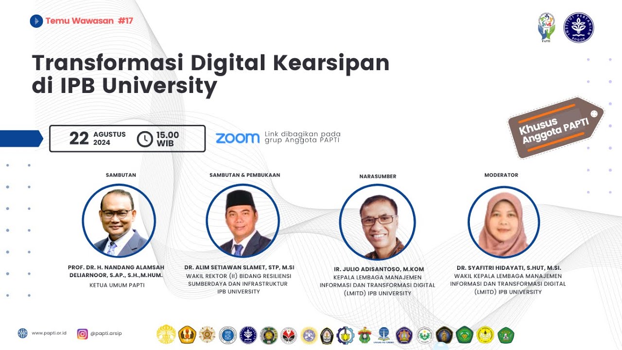 Temu Wawasan #17 - Transformasi Digital Kearsipan IPB University - YouTube