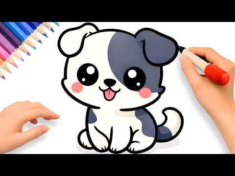 HOW TO DRAW A CUTE PUPPY DOG EASY 🐾