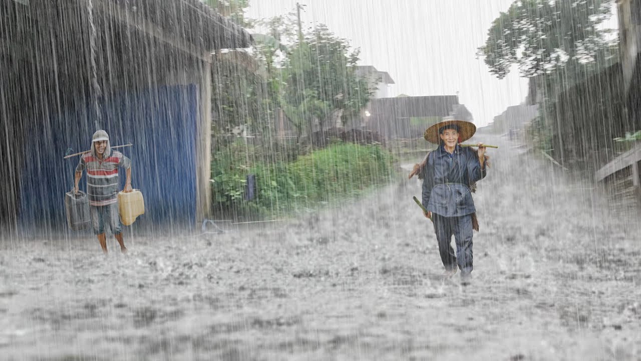 Extreme Rainstorm in Indonesia | Walking in Heavy Rain & Strong Winds ...