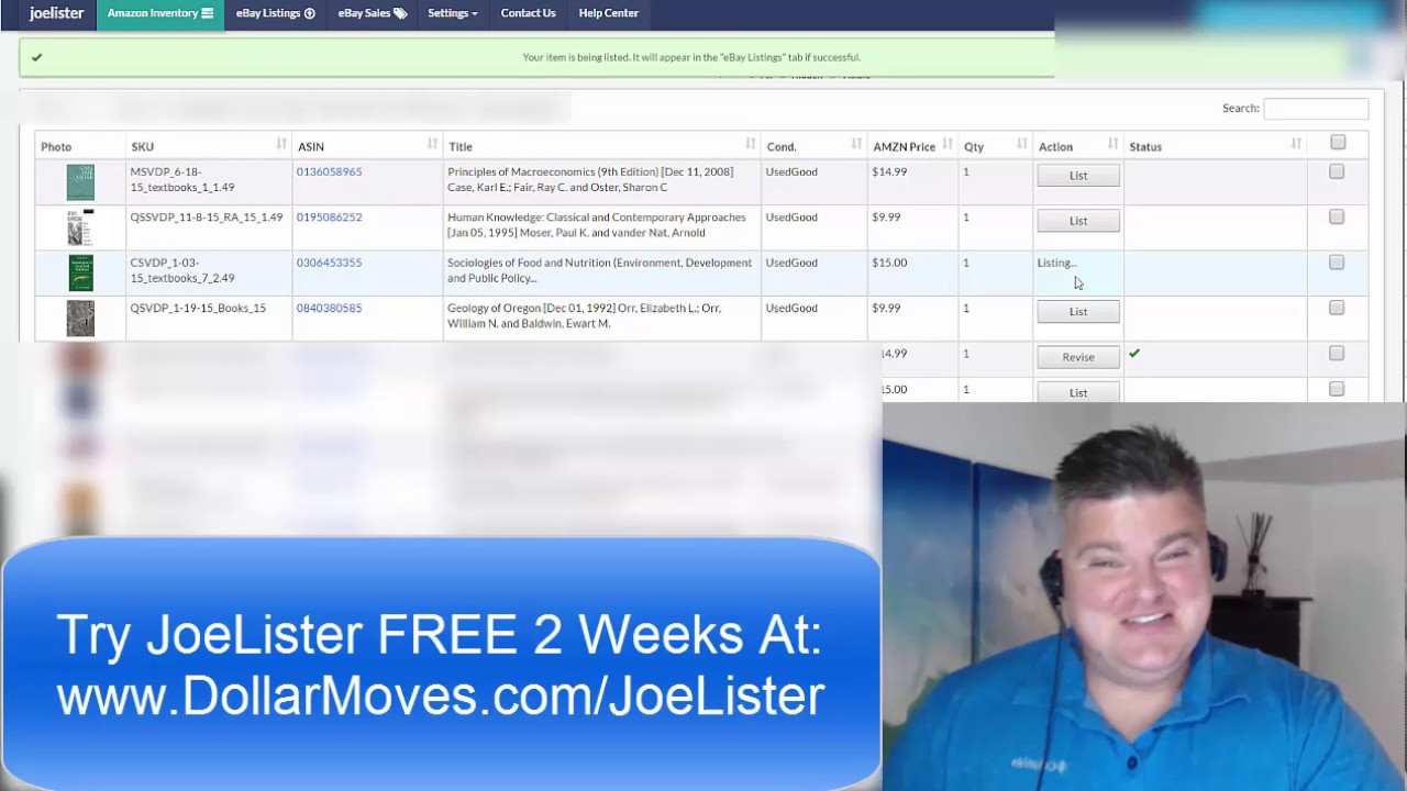 JoeLister Demo! | How JoeLister Works: Amazon and Ebay Fees, Listing ...