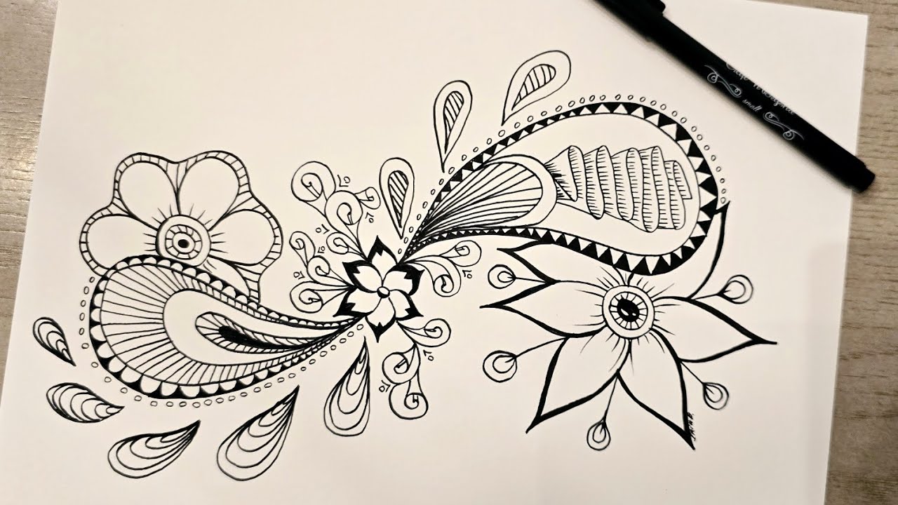 Flower Drawing | Pattern Art | Follow Along Tutorial | Trendy Drawing ...