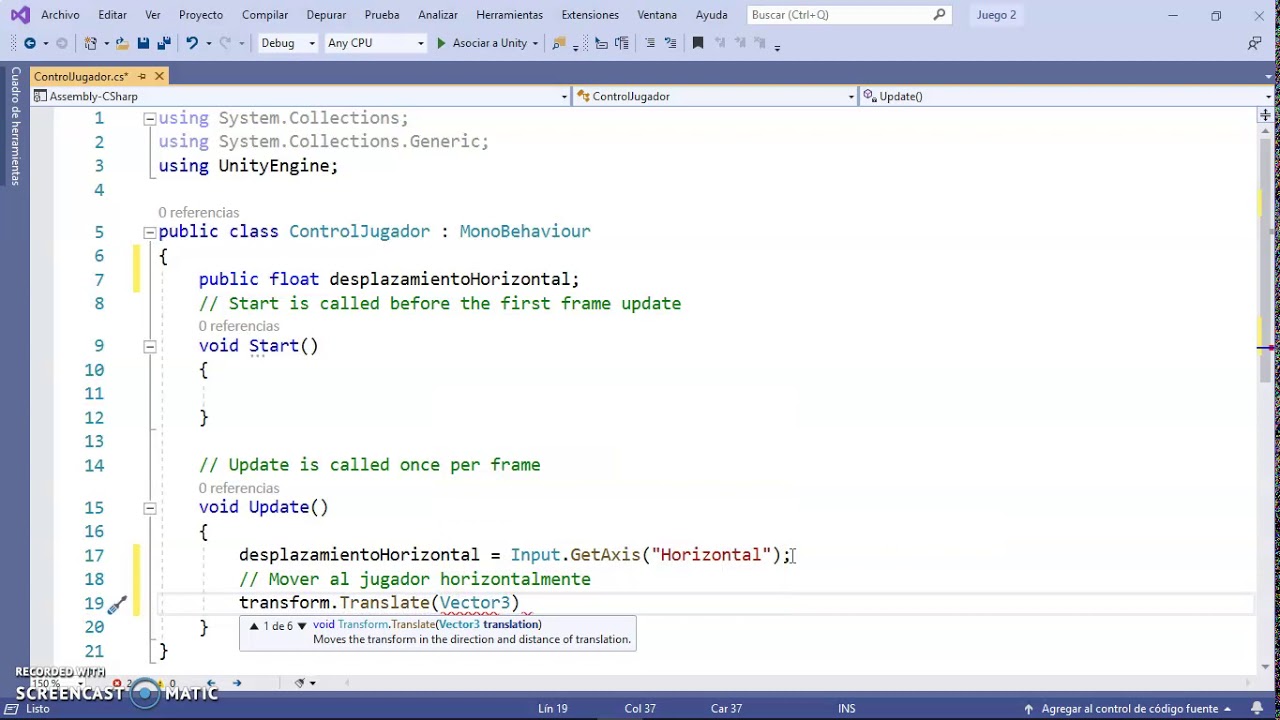 Curso de Unity - Movimiento lateral del jugador - YouTube