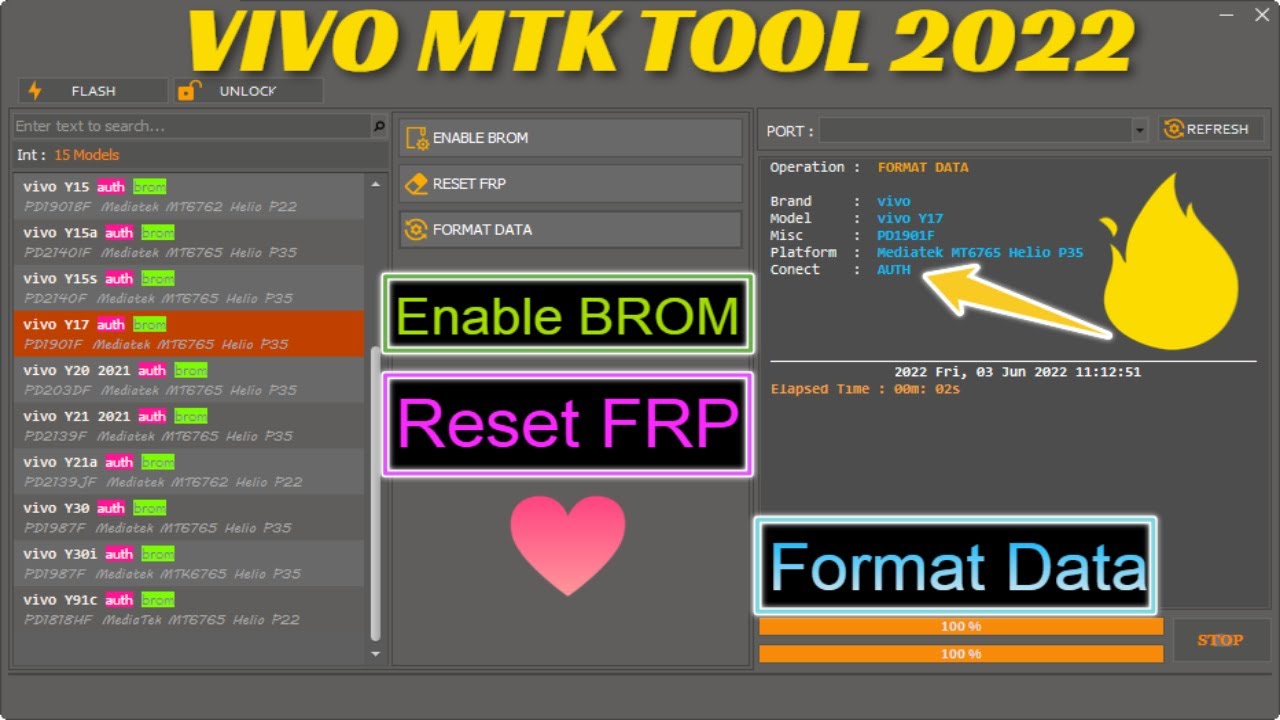 VIVO MTK TOOL 2022 | Enable BROM | Reset FRP | Format Data - YouTube