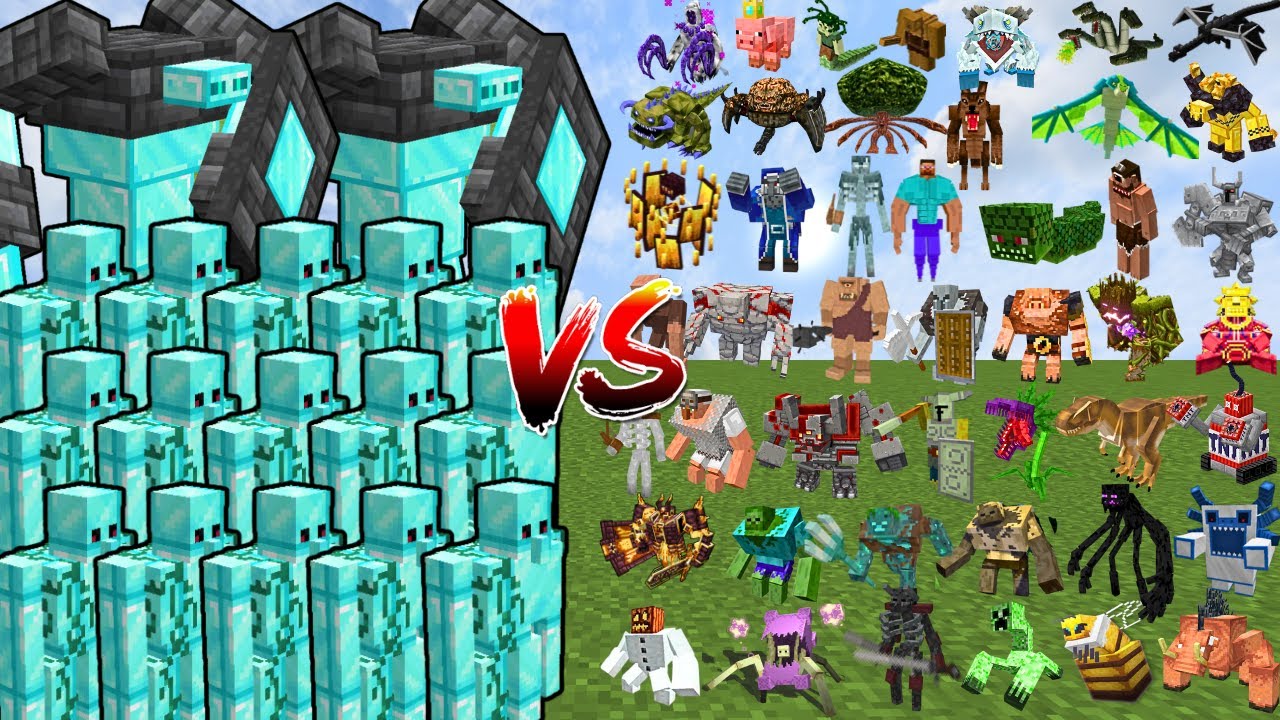 ADVANCED DIAMOND GOLEM ARMY vs 500 MOST POWERFUL MOBS - YouTube