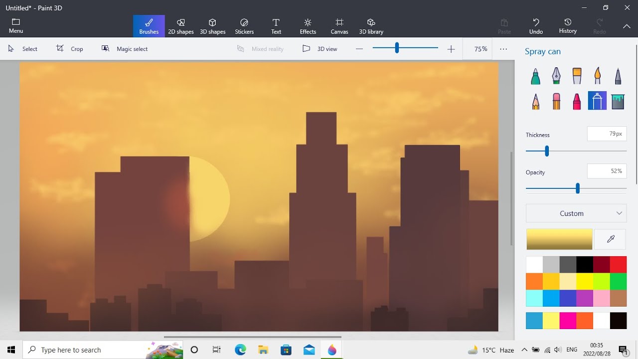 Drawing a city sunset in microsoft paint 3d (currently 4 subscribers ...