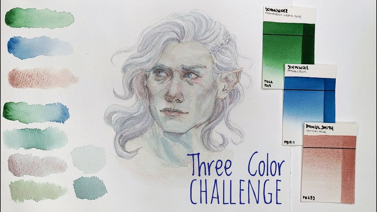 (a much overdue) Three Color Challenge - Watercolor - YouTube
