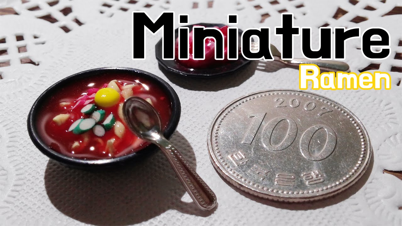 미니어쳐 라면 만들기 (천사점토 등) * Miniature Ramen Tutorial (Angel Clay etc.) [꿀비 ...