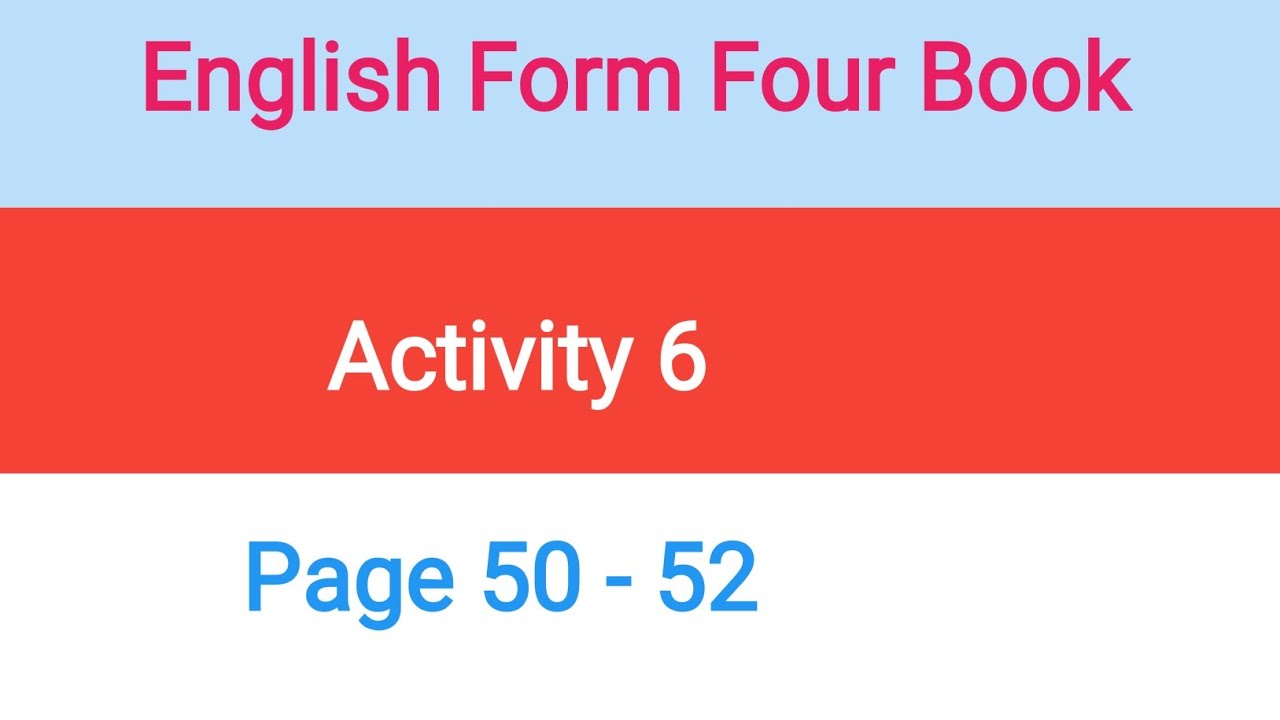 Lesson 24: Activity 6 (Page 50 - 2) English Form Four Book - YouTube