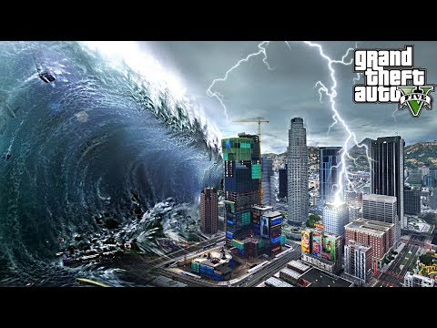TSUNAMI TAKES EVERYONE UNDERWATER!!! GTA 5 END OF THE WORLD MOD! - YouTube