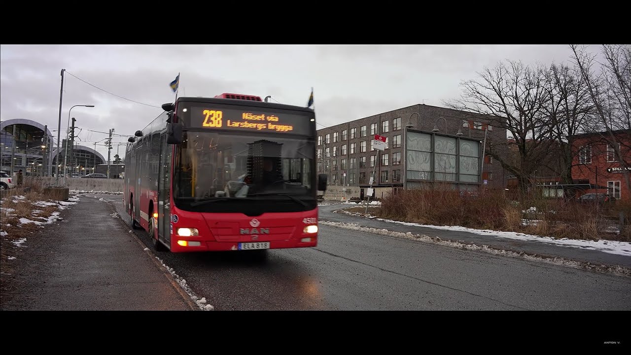 Sweden, Stockholm, bus 238 ride from Brostugevägen to Baggeby torg ...